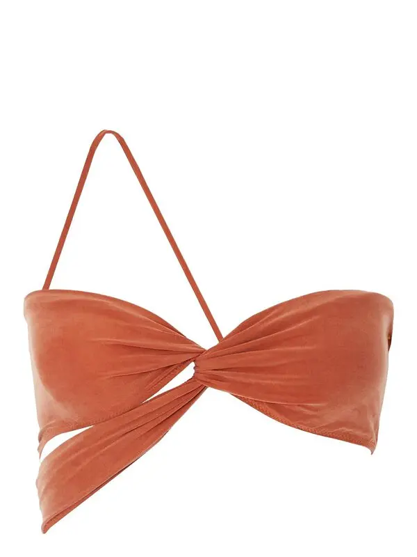 Jacquemus Espelho Cropped Bandeau Top - Red