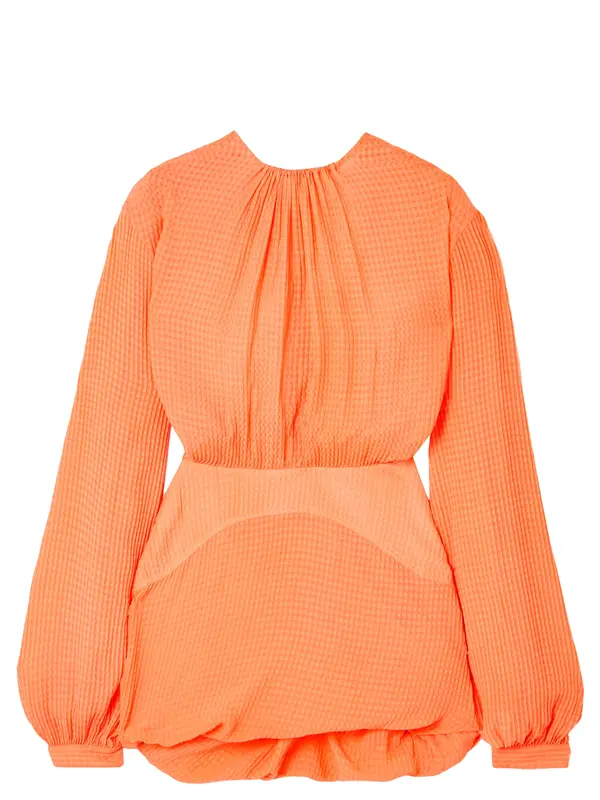 Stella McCartney Amanda Silk-seersucker Mini Dress - Orange