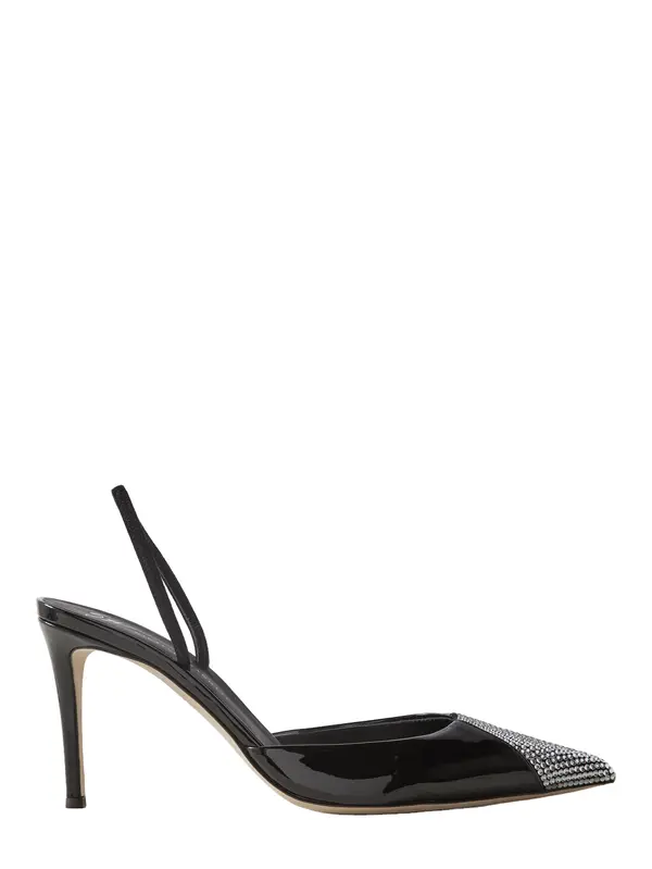 GIUSEPPE ZANOTTI Crystal-embellished Patent-leather Slingback Pumps - Black