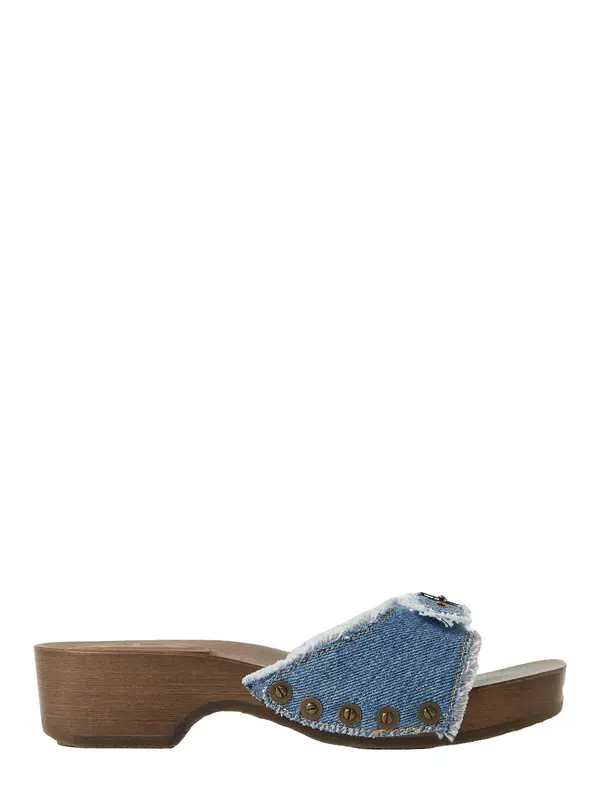 RE/DONE Net Sustain + Scholl Buckled Denim Clogs - Blue