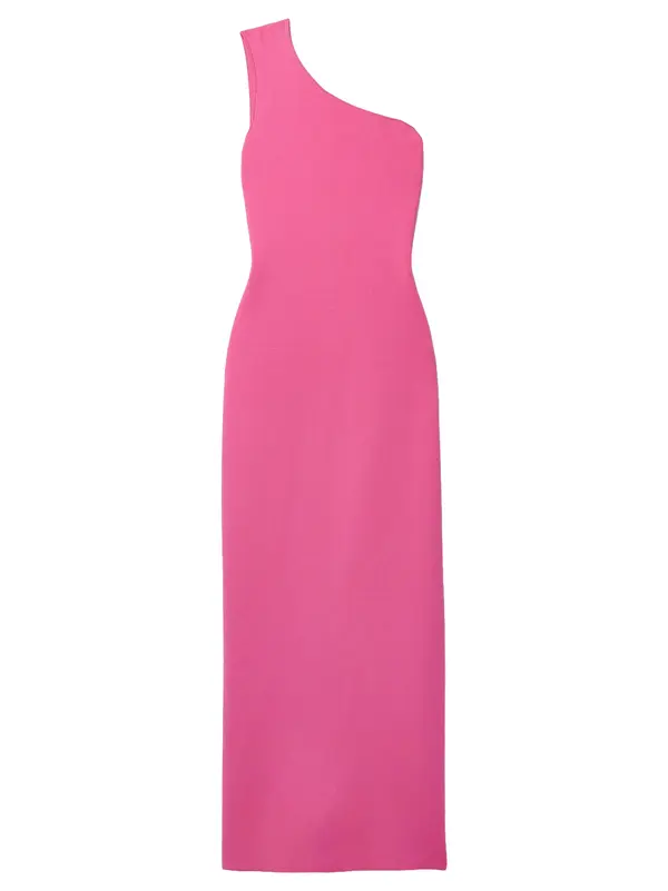 Adam Lippes One-shoulder Draped Recycled Knitted Maxi Dress - Pink