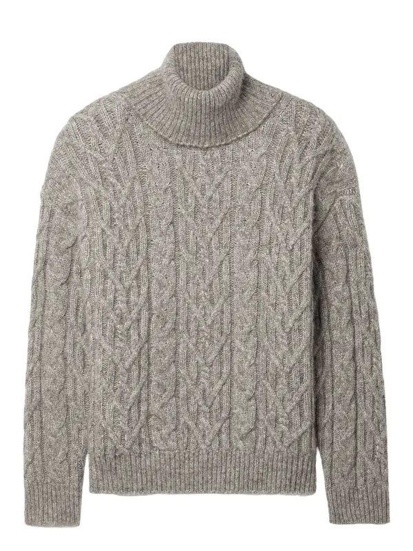 NILI LOTAN Annie Cable-knit Alpaca-blend Turtleneck Sweater - Gray