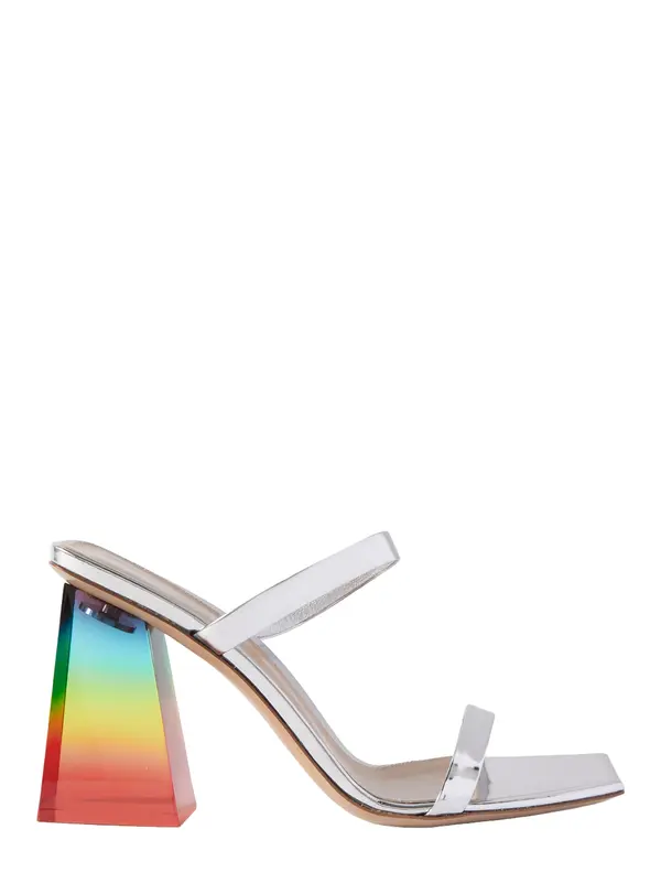 GIANVITO ROSSI 85 Metallic Leather Sandals - Silver
