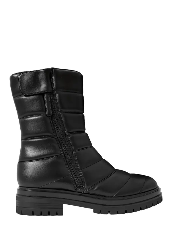 GIANVITO ROSSI Quilted Faux Leather Ankle Boots - Black