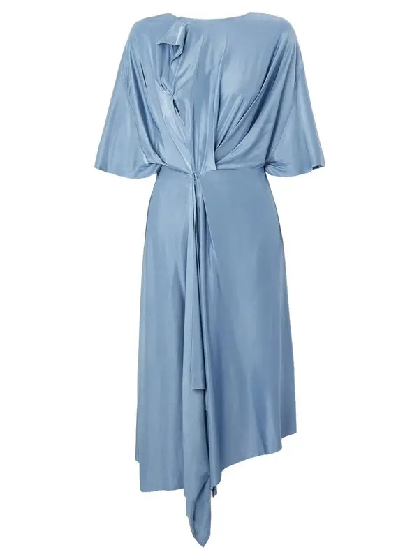 Victoria Beckham Asymmetric Draped Cutout Metallic Stretch-jersey Midi Dress - Blue