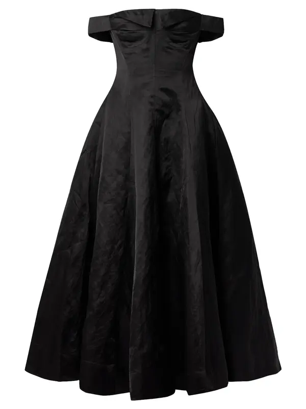 JASON WU Off-the-shoulder Crinkled-sateen Gown - Black