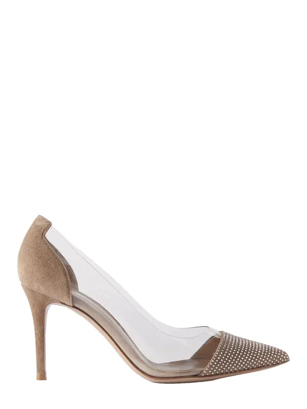 GIANVITO ROSSI 85 Crystal-embellished Pumps - Neutrals