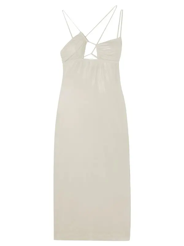 NENSI DOJAKA Cutout Metallic Stretch-jersey Midi Dress - Neutrals