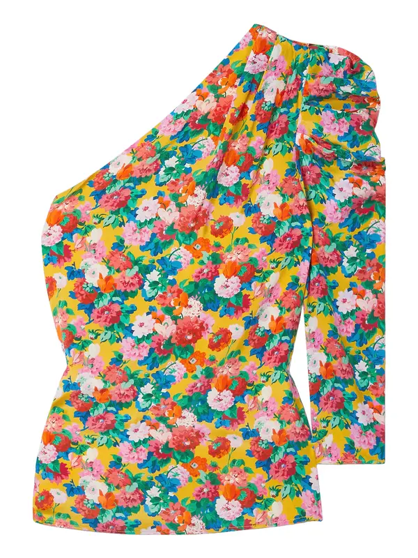 Les Reveries Floral-print Silk Crepe De Chine Top - Orange