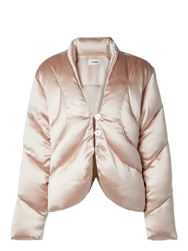 INTERIOR The Mira Quilted Silk-satin Down Jacket - Pink