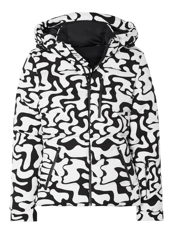 Aztech Mountain Ed Curtis Nuke Hooded Printed Down Ski Jacket - White
