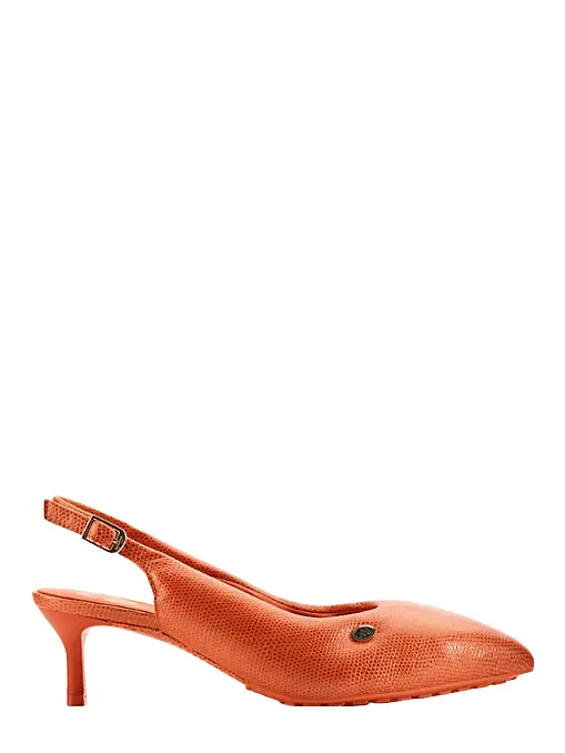 CLARKS X MARTINE ROSE Padded Heeled Leather Slingback Courts - Orange Int Lea