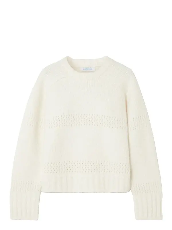 Calle Del Mar Pointelle-knit Cashmere And Silk-blend Sweater - Neutrals