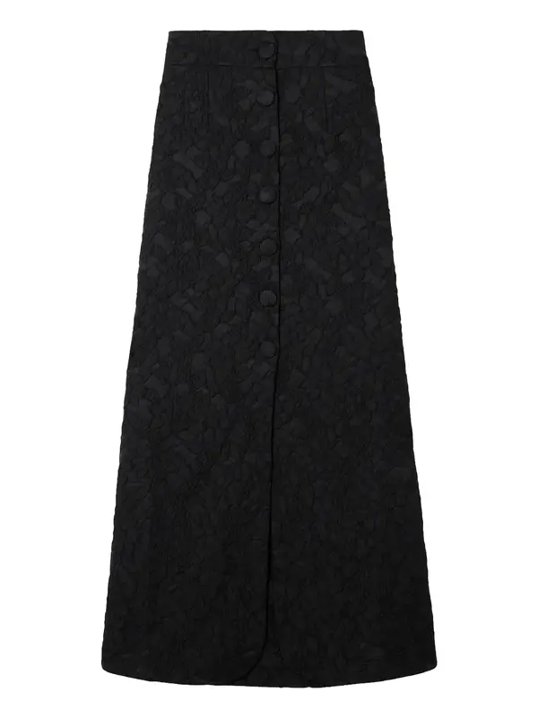 DESTREE Ivan Floral-jacquard Maxi Skirt - Black