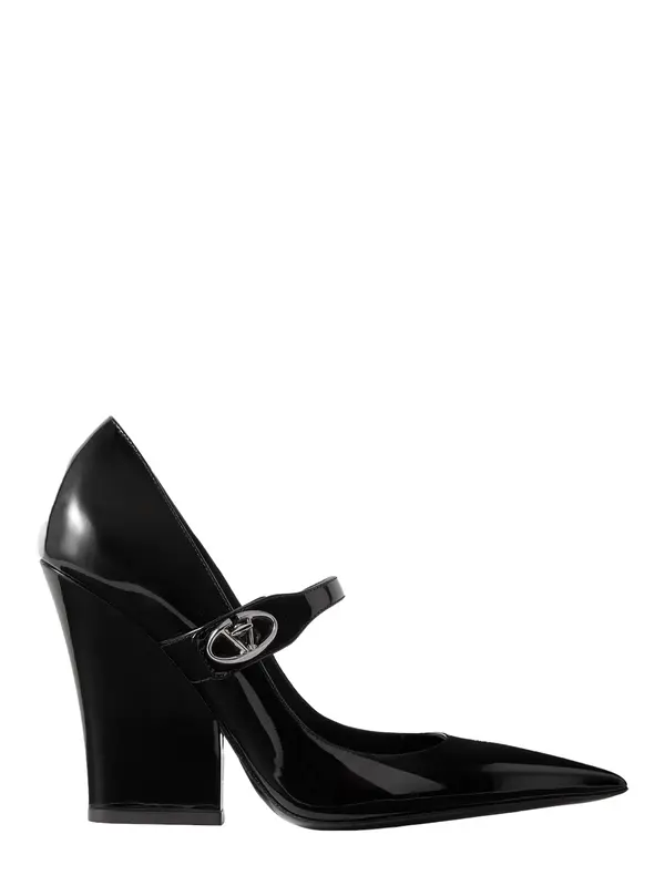 Valentino Garavani Vlogo Lockette Patent-leather Mary Jane Pumps - Black