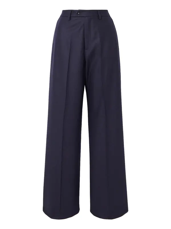 FORTELA Wool Wide Leg Trousers - Blue