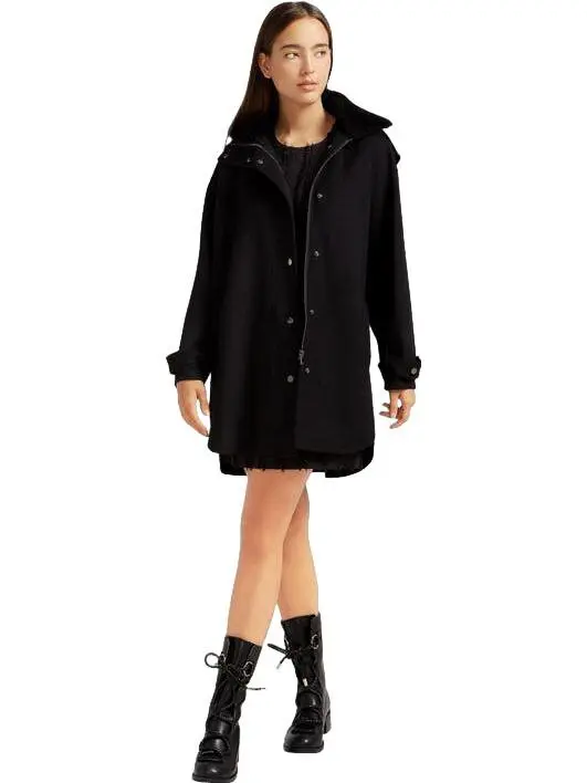 BELLE & BLOOM Detachable Hooded Coat - Black