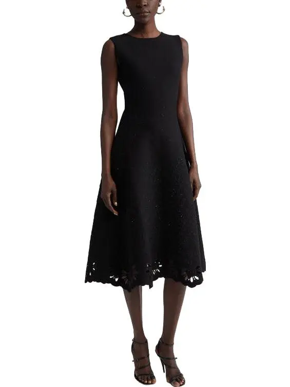 Oscar De La Renta Eyelet Jacquard A-line Dress - Black