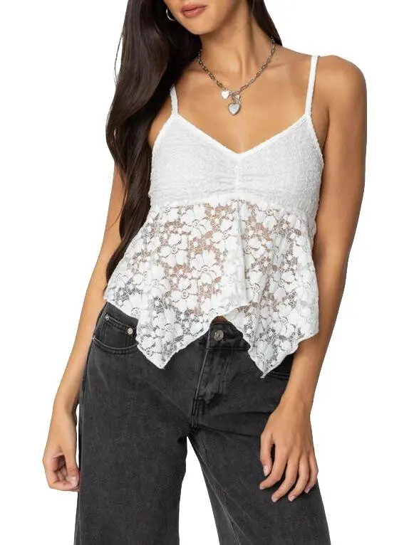 EDIKTED Orchid Lace Camisole - White