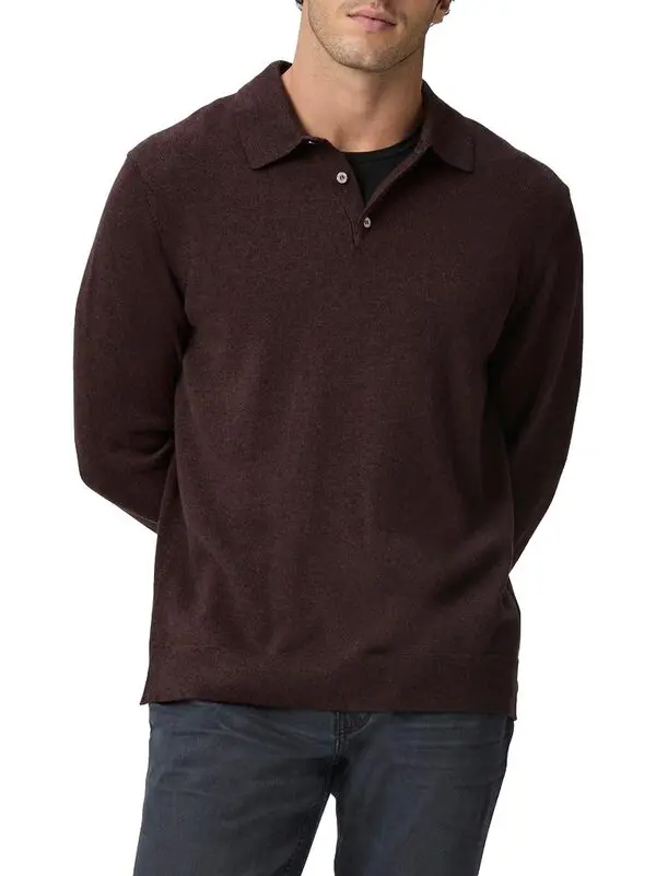 Paige Finsbury Merino Wool Blend Polo Sweater - Heathered Bordeaux