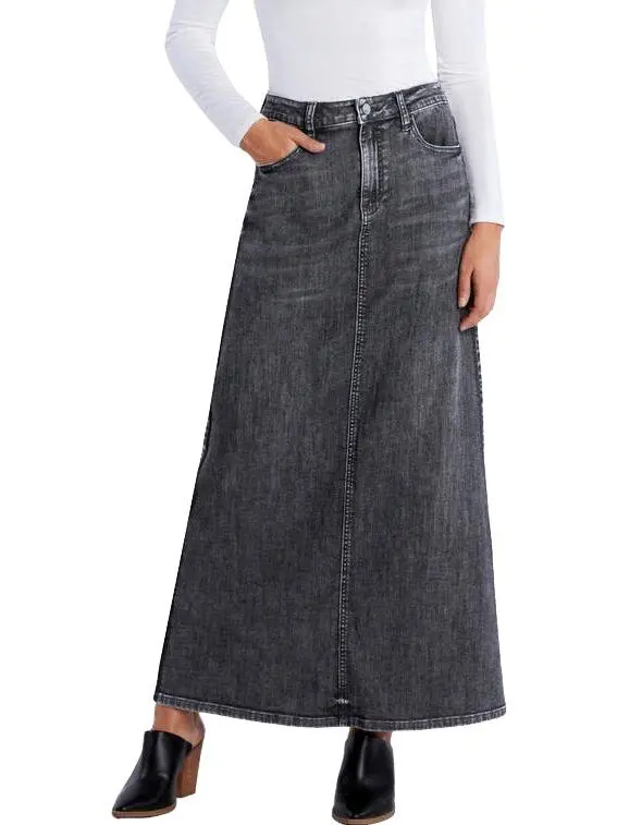 WASH LAB DENIM Maria Maxi Skirt - Patch Grey