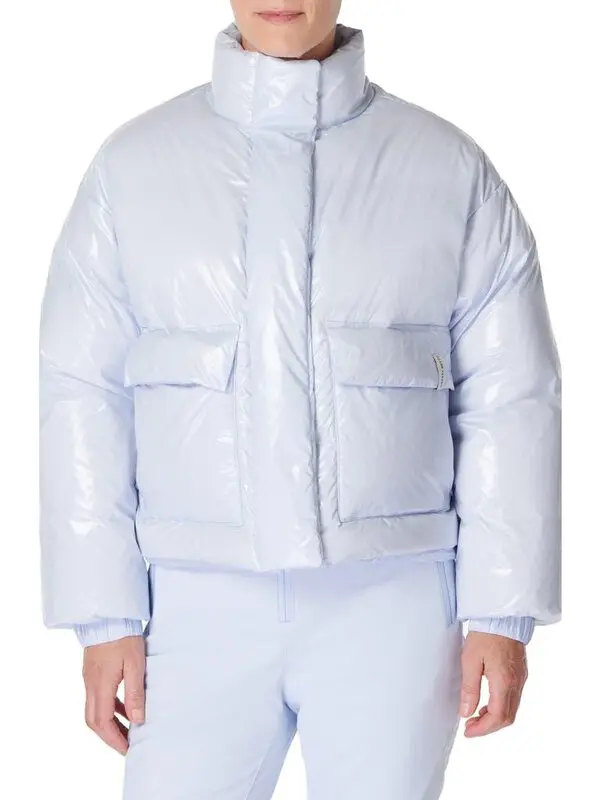 Sweaty Betty Shine Crop Puffer Jacket - Salt Blue