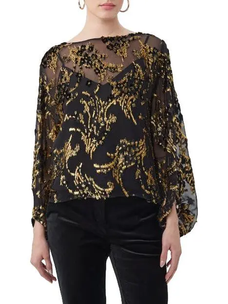 Trina Turk Ursa Tinsel Blouse - Black