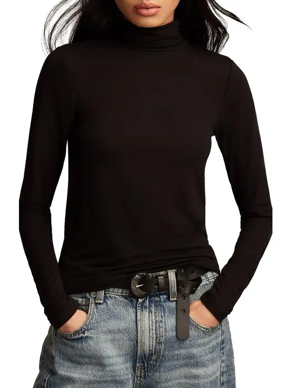 Lucky Brand Long-sleeve Turtleneck Top - Jet Black