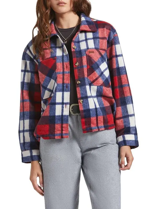 Brixton Bowery Plaid Flannel Shirt - Adrenaline Rush/navy