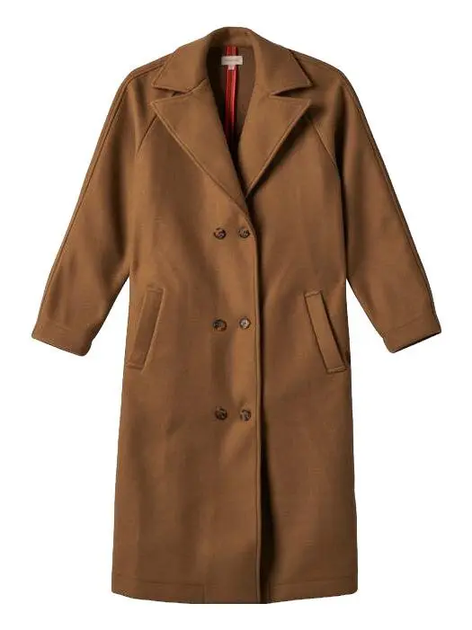 Brixton Lennox Double Breasted Felt Coat - Khaki