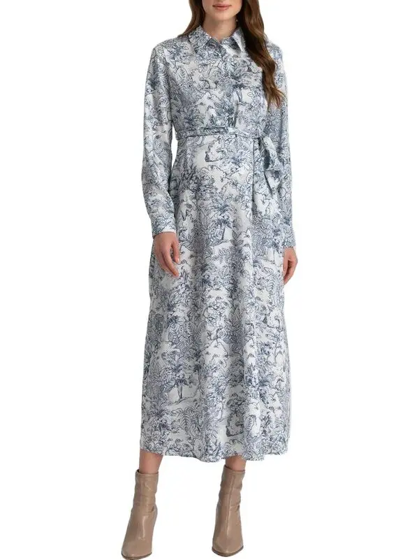 PIETRO BRUNELLI Print Long Sleeve Dress - Dark Blue