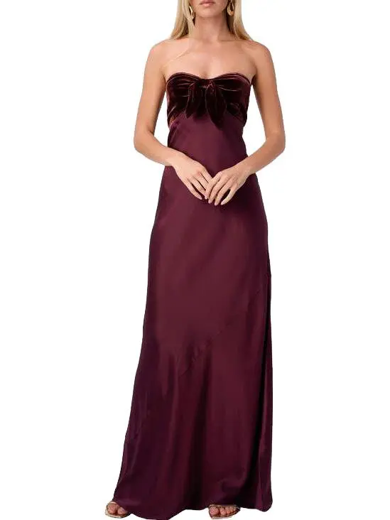 Cami Nyc Lavinia Strapless Mixed Media Gown - Cranberry