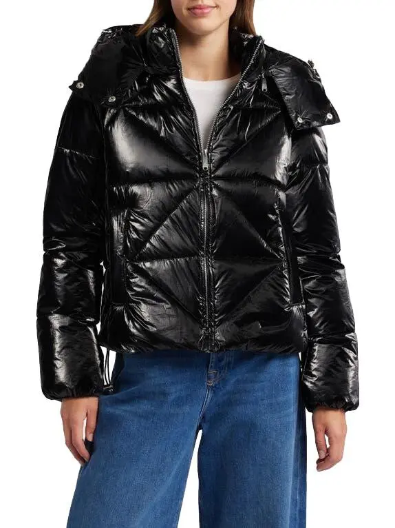 Sam Edelman Shiny Crop Puffer Jacket - Black
