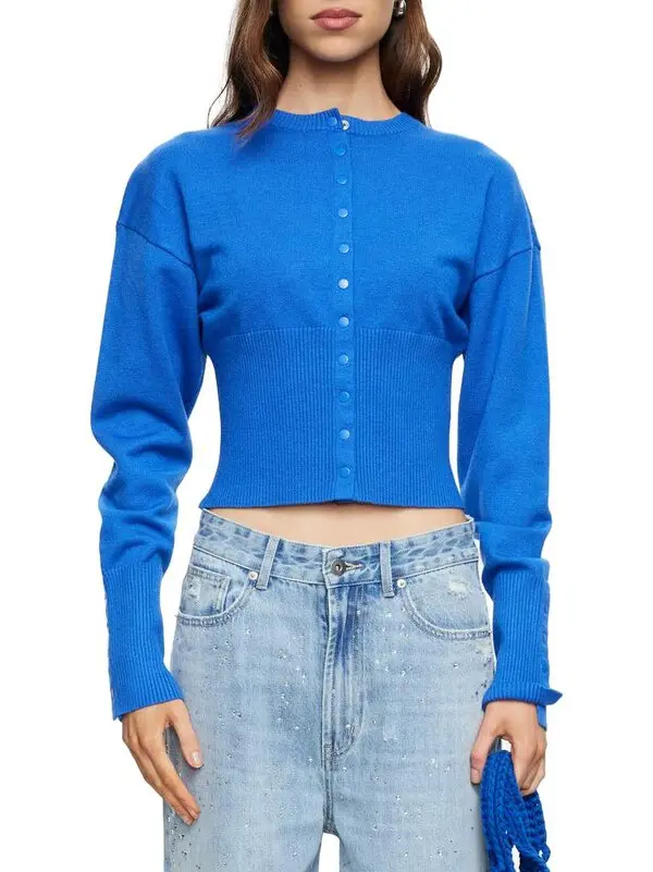 Lioness Head In The Clouds Crewneck Cardigan - Persian Jewel