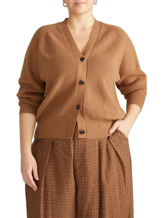 Universal Standard Ribbed Cardigan - Camel Brown