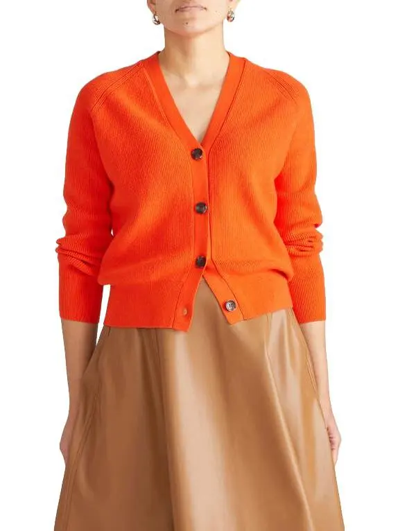 Universal Standard Ribbed Cardigan - Orange Flame