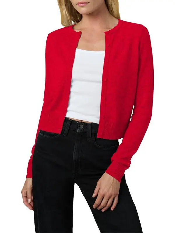 Joe's Jeans The Dani Crop Cashmere Cardigan - Holiday Red