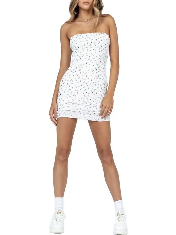 Princess Polly Oscar Floral Strapless Mini Dress - White Floral
