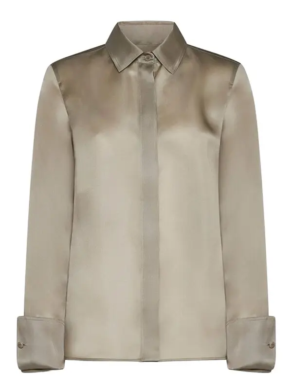 MAX MARA SFILATA Nola Silk Shirt - Khaki Green