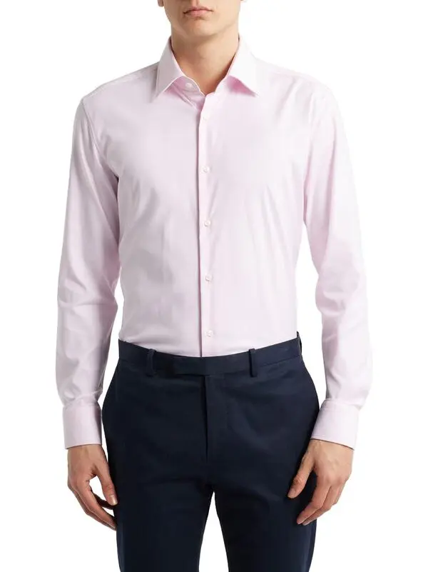 BOSS Hank Kent Performance Twill Dress Shirt - Light Pink
