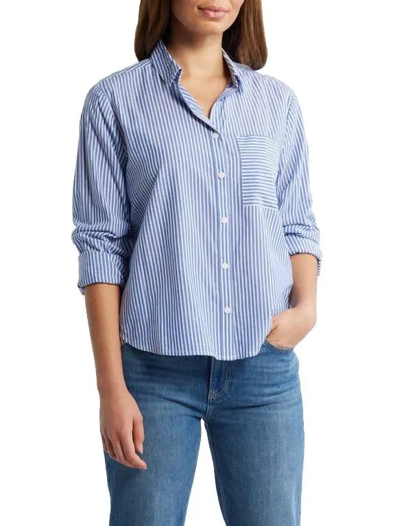 BEACHLUNCHLOUNGE Candy Stripe Cotton Blend Shirt - Dell Blue