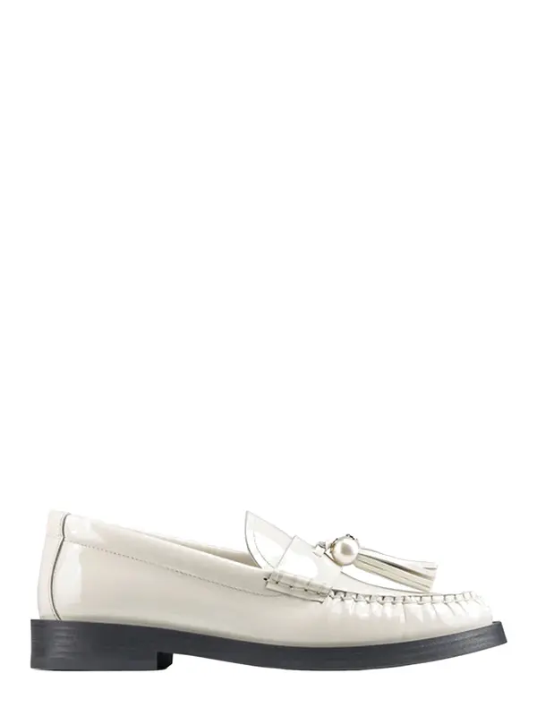 JIMMY CHOO Ie Pearl Leather Loafers - White