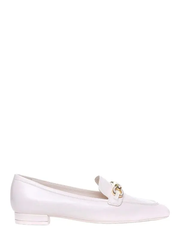 STUART WEITZMAN Signature Square Leather Loafers - White