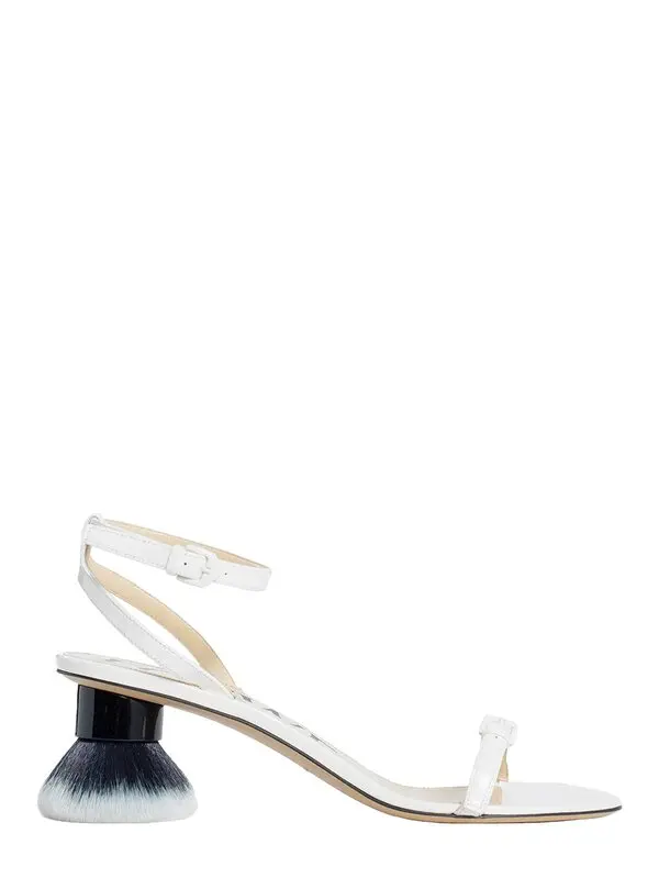 Loewe Petal Brush Leather Sandals - White