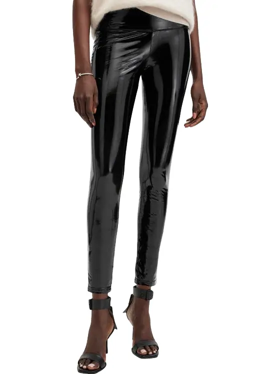 ALLSAINTS Cora Shine Patent Faux Leather Leggings - Black