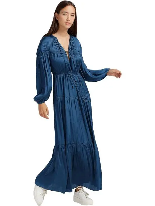 BELLE & BLOOM Window Seat Tiered Maxi Dress - Blue