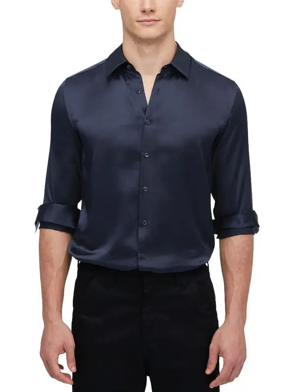Lilysilk Mulberry Silk Basic Shirt - Navy Blue