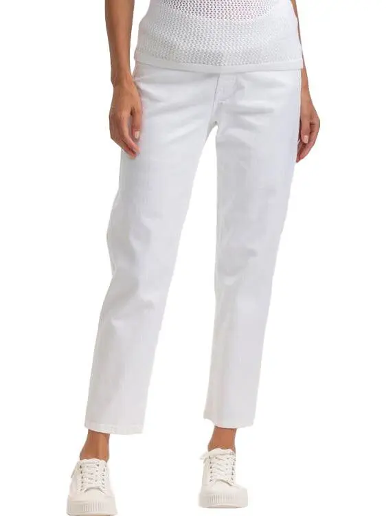 PIETRO BRUNELLI Ankle Straight Leg Mom Jeans - White