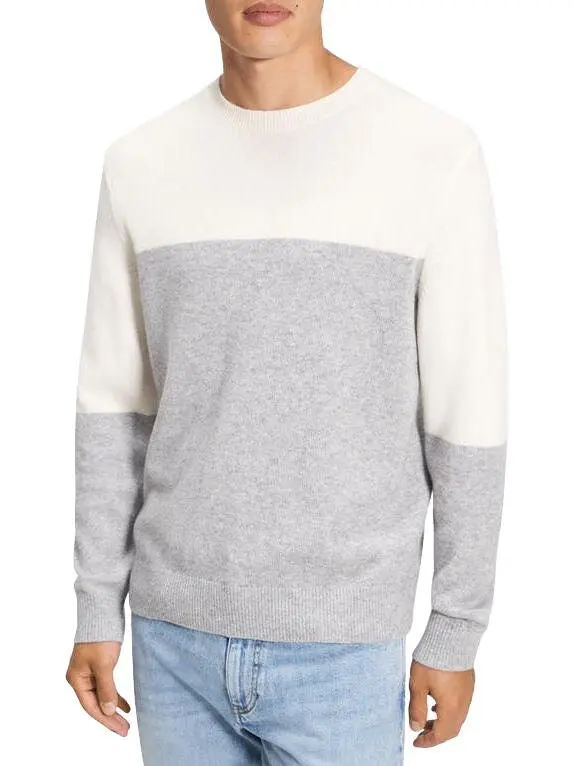 Theory Hilles Colorblock Wool & Cashmere Sweater - White Multi