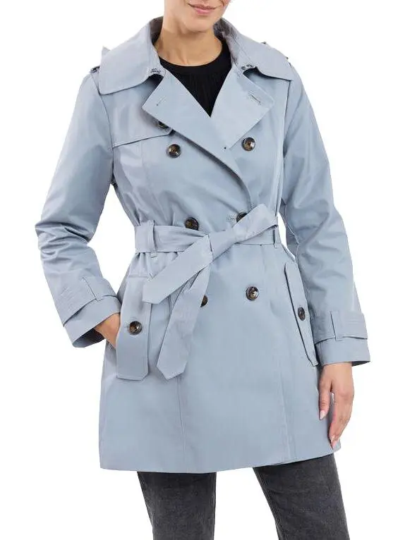 London Fog Hooded Double Breasted Trench Coat - Koala